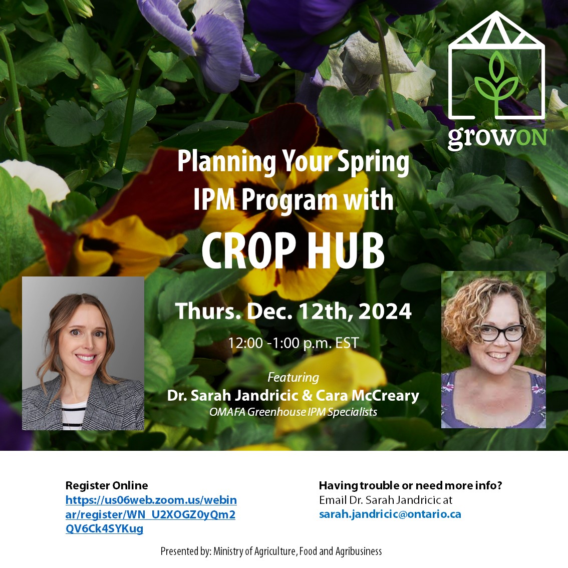 crop hub Webinar poster – ONfloriculture